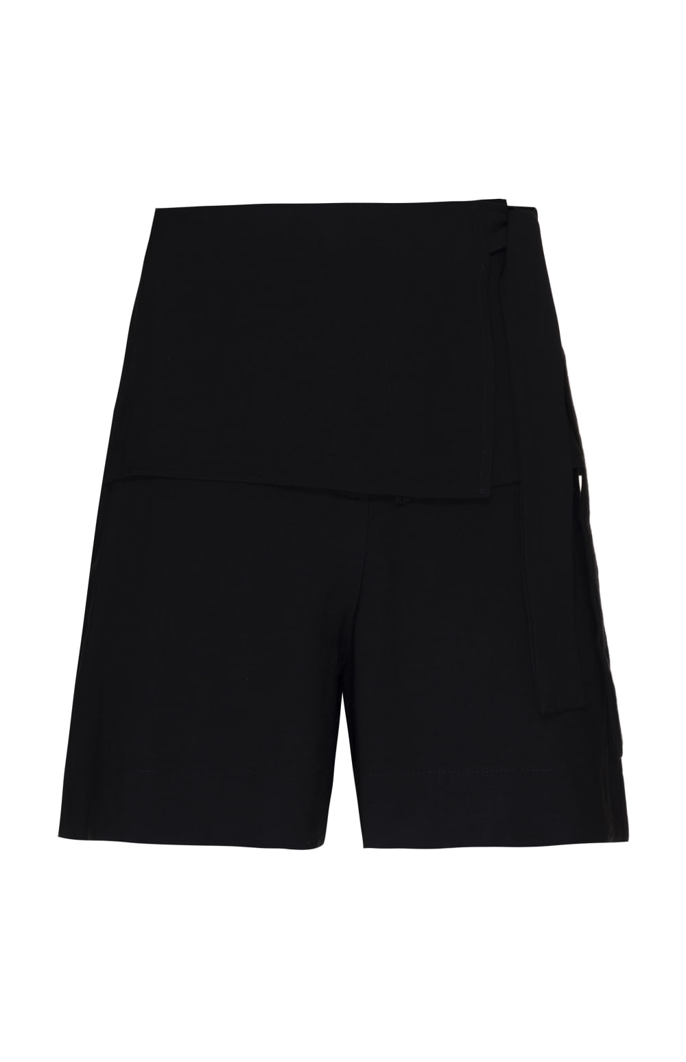 SHORT VISCOSE COM LINHO PALA COM AMARRAÇÃO - PRETO - Loja Pusco